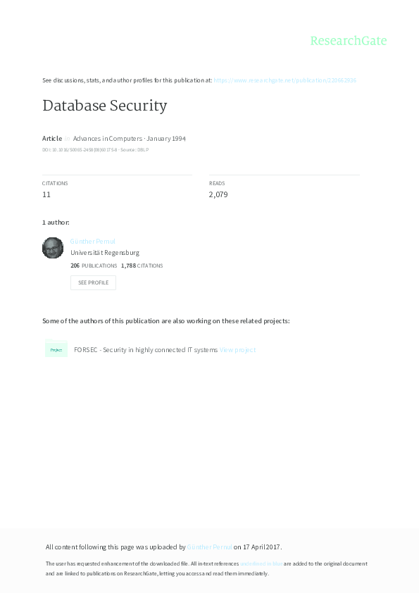 (PDF) Database Security