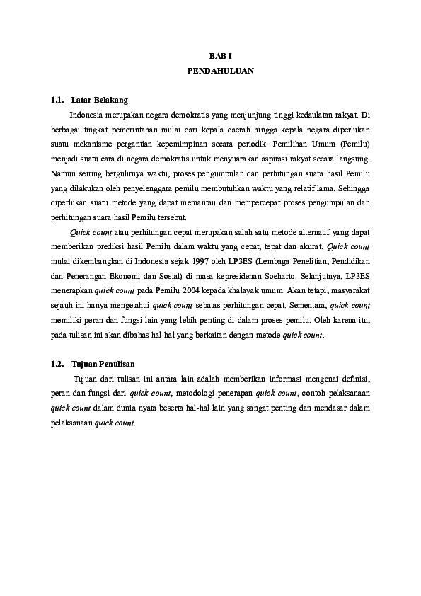 (DOC) Quick Count (Metode Penarikan Contoh)