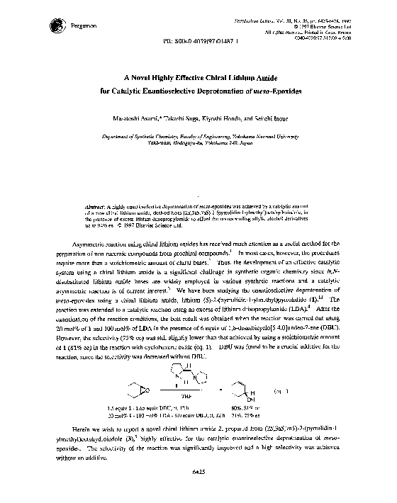 (PDF) A Novel Highly Effective Chiral Lithium Amide for Catalytic ...