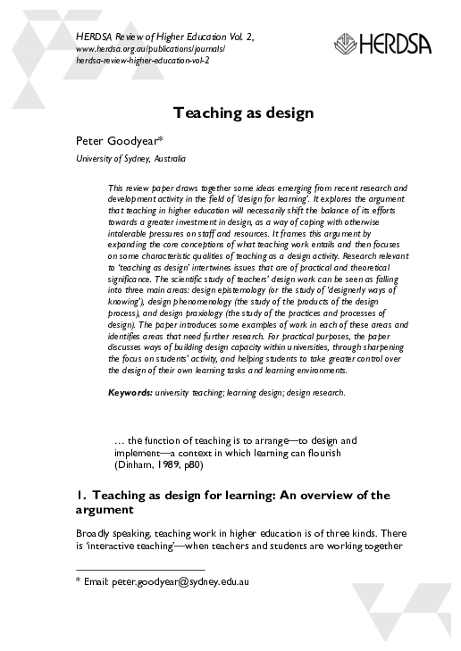 (PDF) Teaching as design