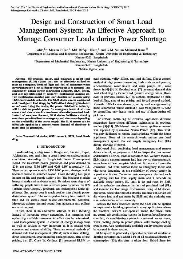 (PDF) Design and Construction of Smart Load Management System: An ...