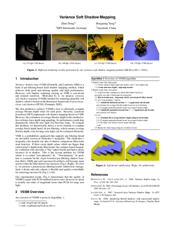 (PDF) Variance Soft Shadow Mapping