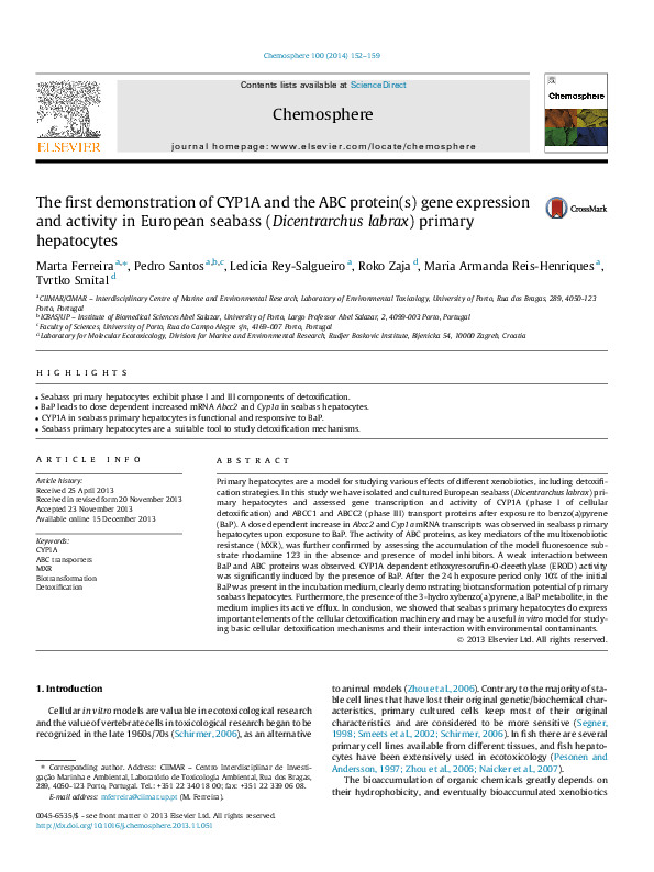(PDF) The first demonstration of CYP1A and the ABC protein(s) gene ...