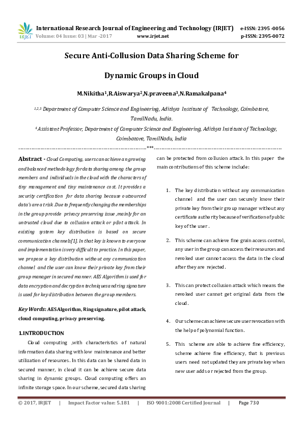 (PDF) Secure Anti-Collusion Data Sharing Scheme for Dynamic Groups in Cloud