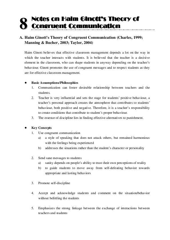 (PDF) Ginott Congruent Communication