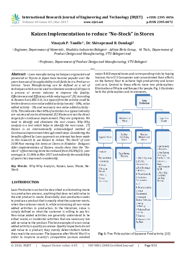 (PDF) Kaizen Implementation to reduce " No-Stock " in Stores