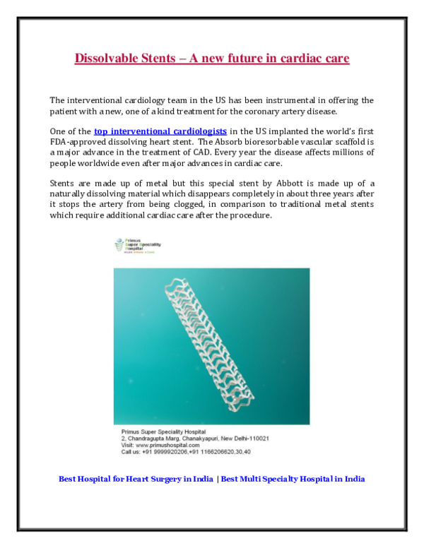 (PDF) Dissolvable Stents – A new future in cardiac care | Primus ...