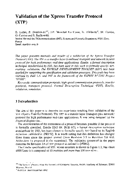 (PDF) Validation of the Xpress Transfer Protocol (XTP)