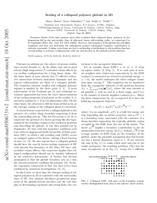 (PDF) Scaling of a collapsed polymer globule in 2D