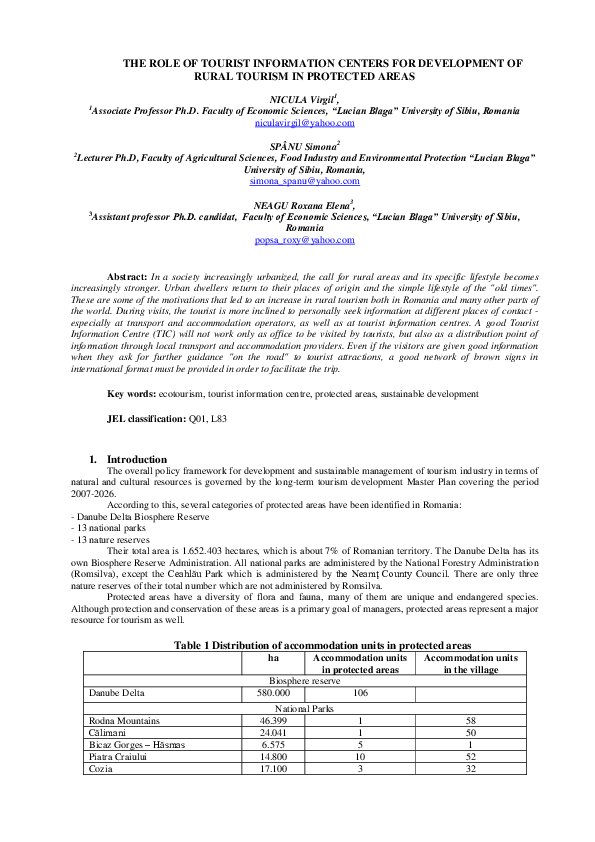 (PDF) THE ROLE OF TOURIST INFORMATION CENTERS FOR DEVELOPMENT OF RURAL ...
