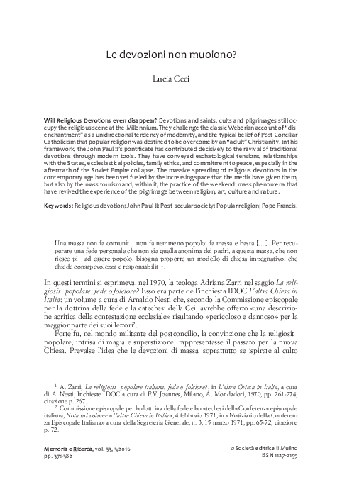 (PDF) Le devozioni non muoiono