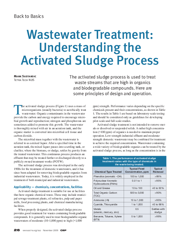 (PDF) Wastewater Treatment: Understanding the Activated Sludge Process