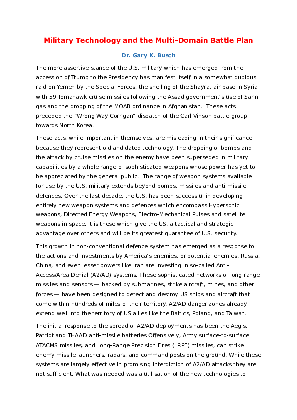 (DOC) Military Technology and the Multi-Domain Battle Plan