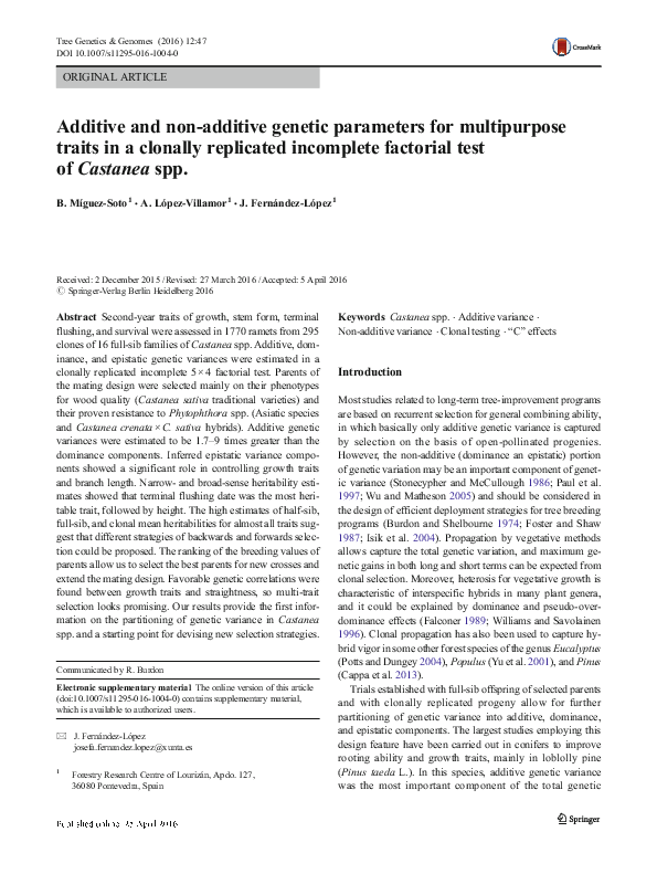 (PDF) Additive and non-additive genetic parameters for multipurpose ...