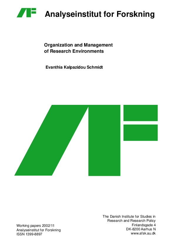 (PDF) Organization and Management of Research Environments