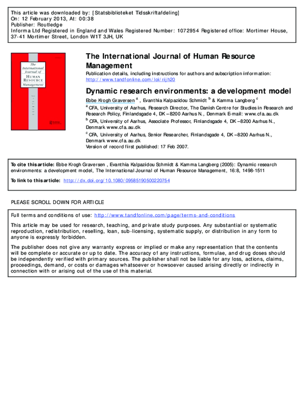 (PDF) Dynamic research environments: a development model | Evanthia ...