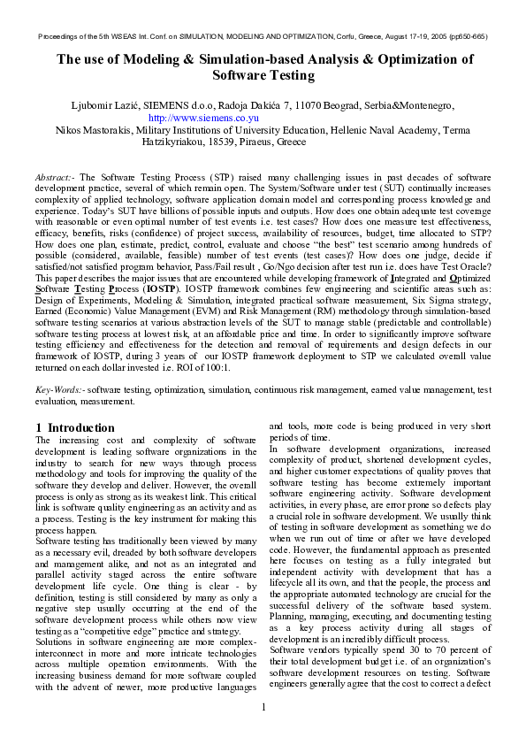(PDF) The use of modeling & simulation-based analysis & optimization of ...
