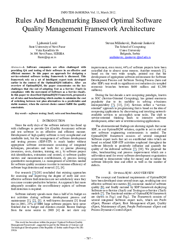 (PDF) Rules And Benchmarking Based Optimal Software Quality Management ...