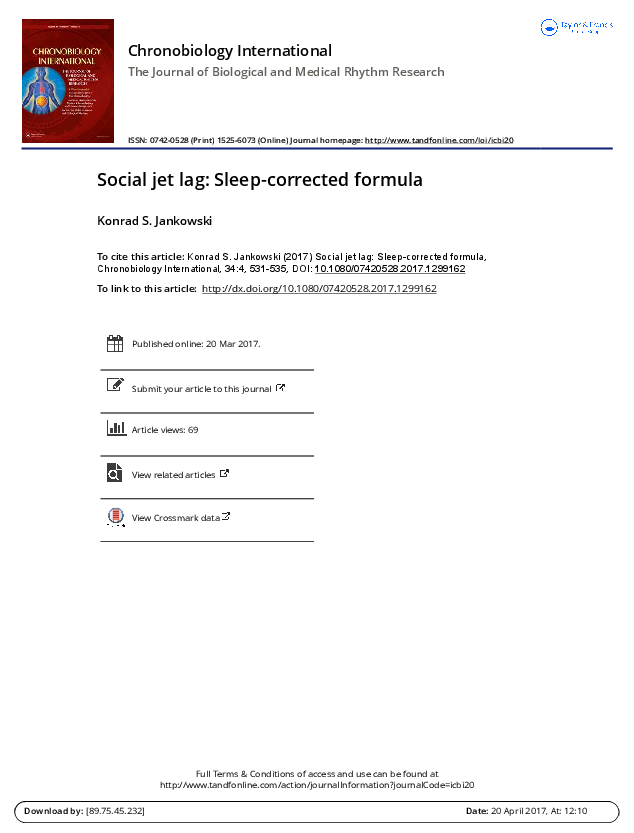 (PDF) Social Jet Lag: Sleep-Corrected Formula