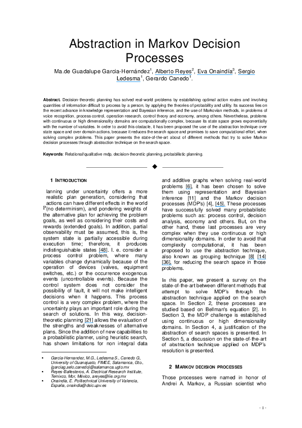 (PDF) Abstraction in Markov Decision Processes (PDF) Abstraction in Markov Decision Processes
