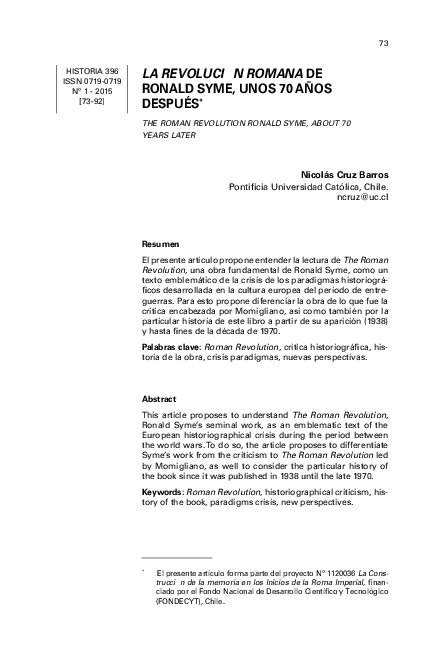 (PDF) LA REVOLUCIÓN ROMANA DE RONALD SYME, UNOS 70 AÑOS DESPUÉS