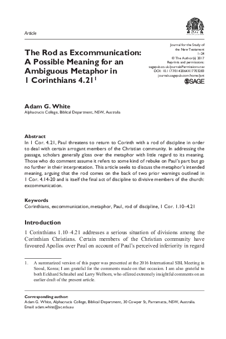 (PDF) “The Rod as Excommunication: A Possible Meaning for an Ambiguous ...