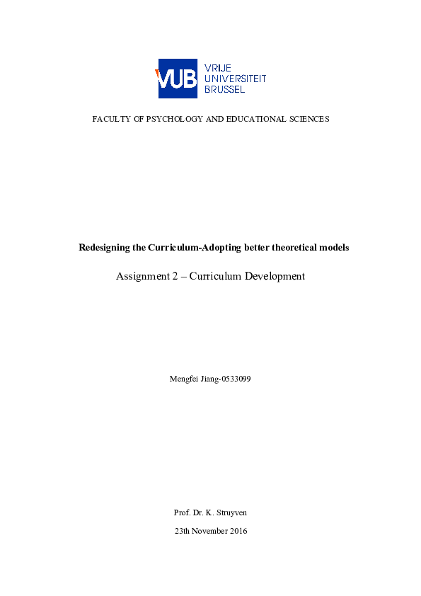 Pdf Redesigning The Curriculum Adopting Better Theoretical Models