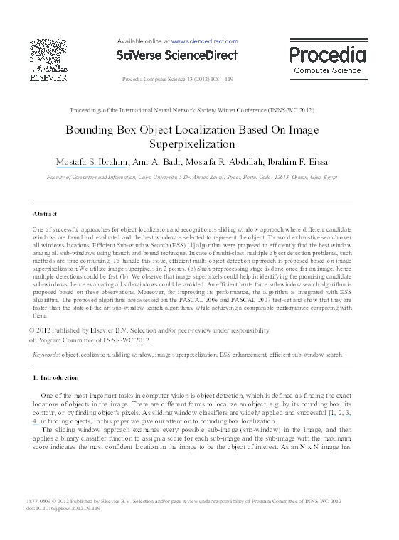 (PDF) Bounding Box Object Localization Based On Image Superpixelization