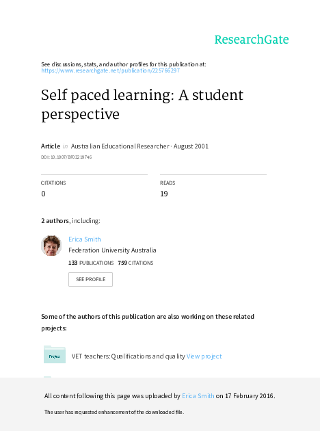 (PDF) Self paced learning: A student perspective