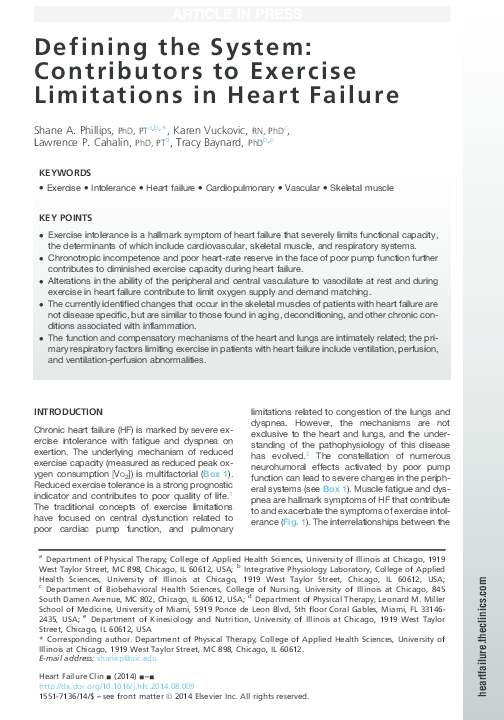 (PDF) Defining the system: contributors to exercise limitations in ...