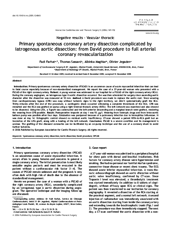 (PDF) Primary spontaneous coronary artery dissection complicated by ...