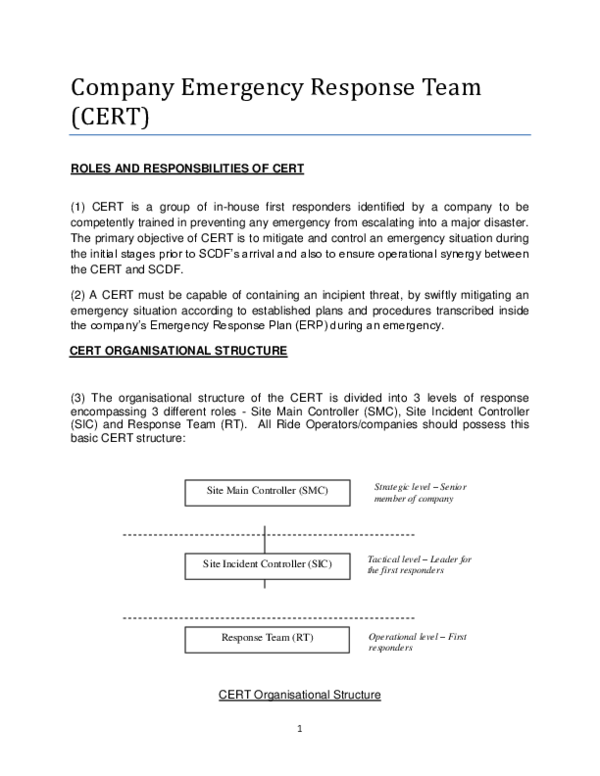 (PDF) Company Emergency Response Team (CERT