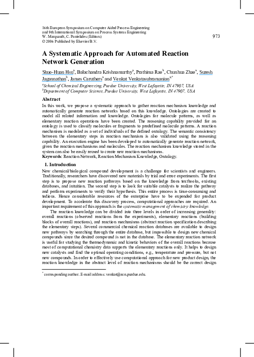 Pdf A Systematic Approach For Automated Reaction Network Generation