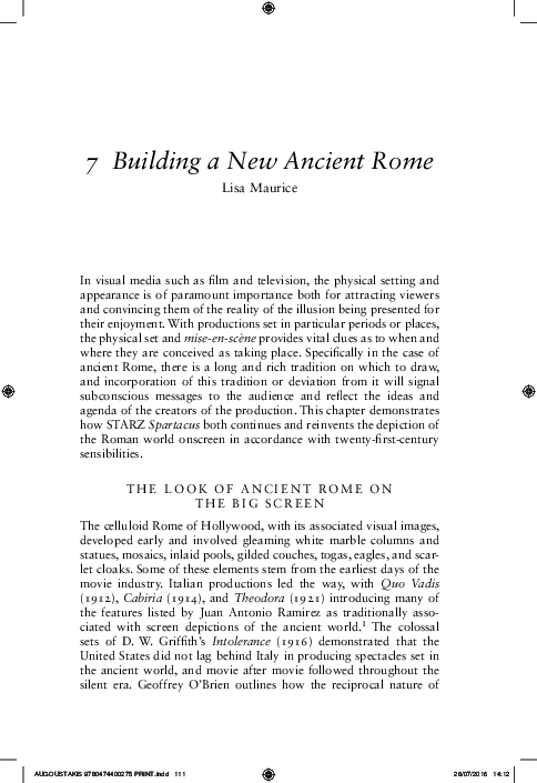 (PDF) “Building a New Ancient Rome in STARZ Spartacus”, forthcoming in ...