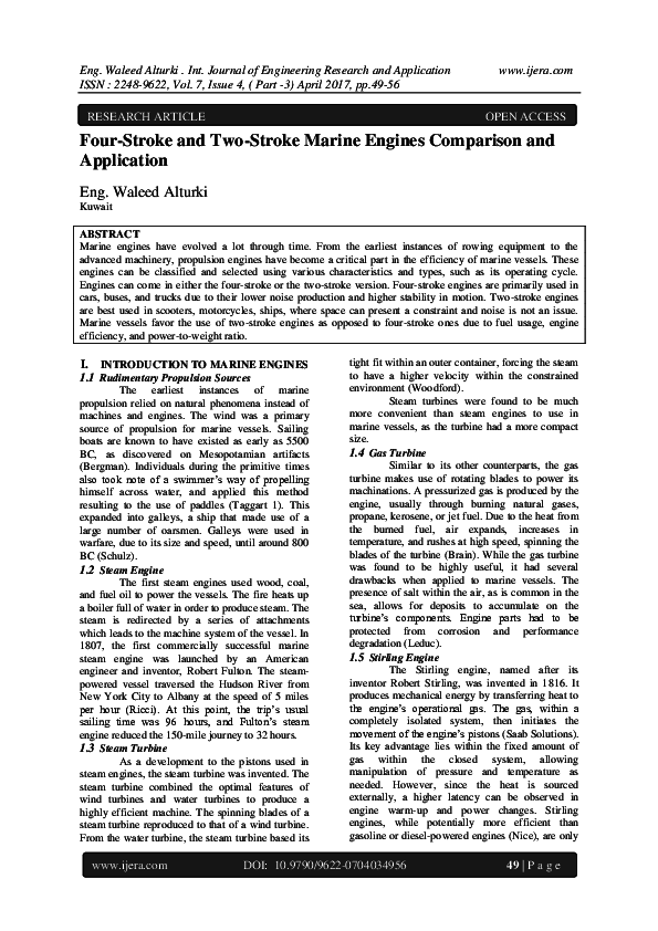 (PDF) Four-Stroke and Two-Stroke Marine Engines Comparison and Application