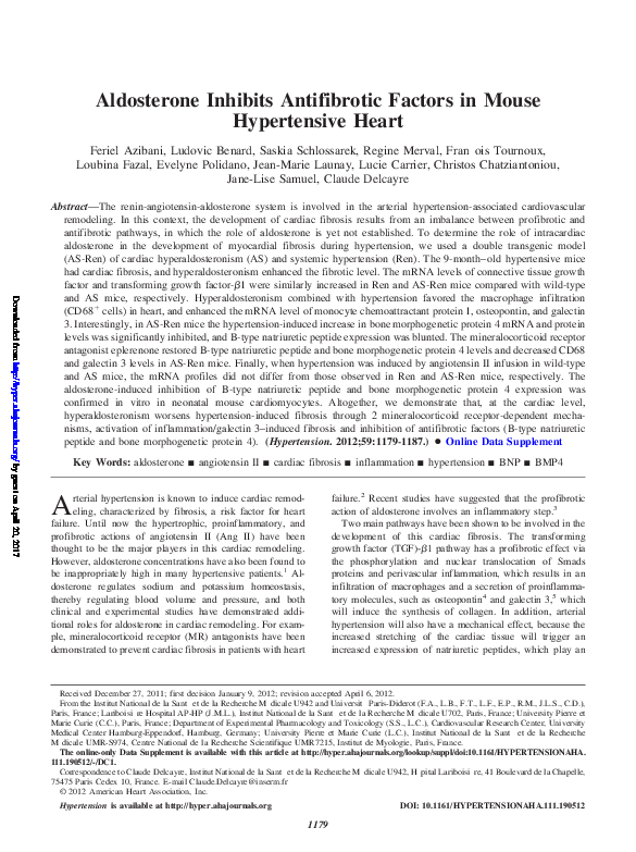 (PDF) Aldosterone Inhibits Antifibrotic Factors in Mouse Hypertensive Heart