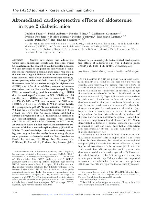 (PDF) Akt-mediated cardioprotective effects of aldosterone in type 2 ...
