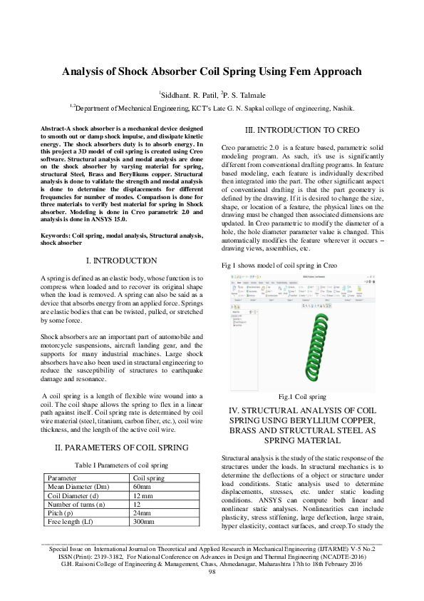 (PDF) Analysis of Shock Absorber Coil Spring Using Fem Approach Analysis of Shock Absorber Coil ...