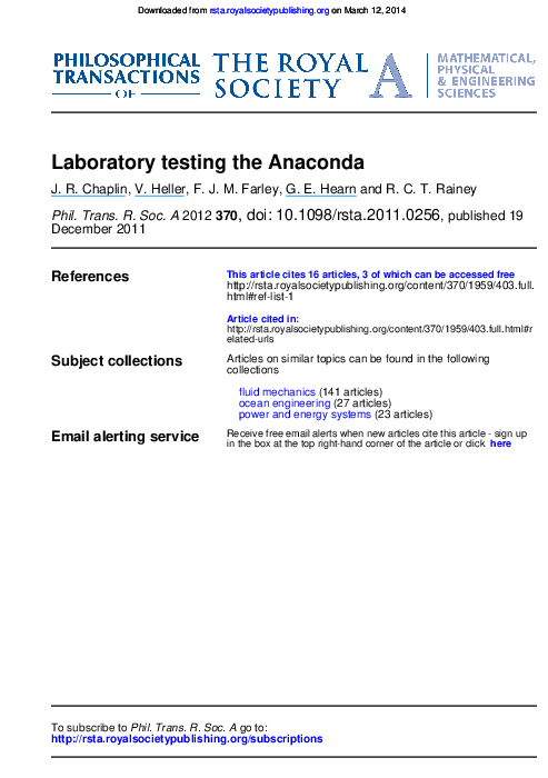 (PDF) Laboratory testing the Anaconda