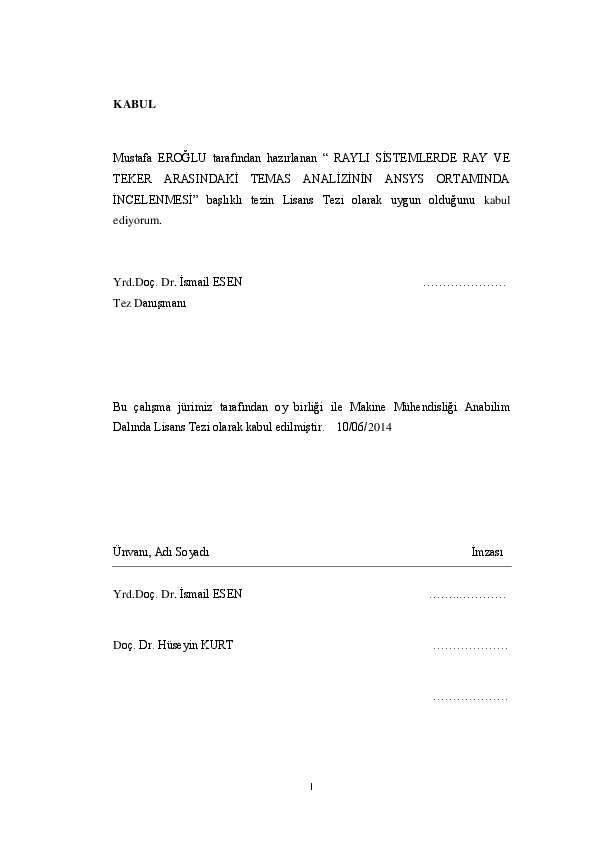 (PDF) RAYLI SİSTEMLERDE RAY VE TEKER ARASINDAKİ TEMAS ANALİZİNİN ANSYS ...