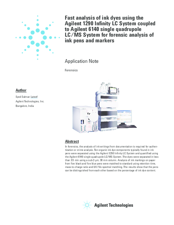 (PDF) Fast analysis of ink dyes using the Agilent 1290 Infinity LC ...