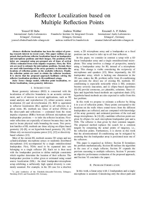 (PDF) Reflector Localization based on Multiple Reflection Points