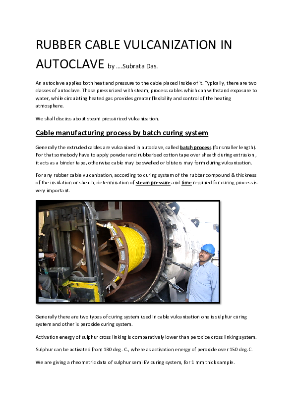 (PDF) RUBBER CABLE VULCANIZATION IN AUTOCLAVE