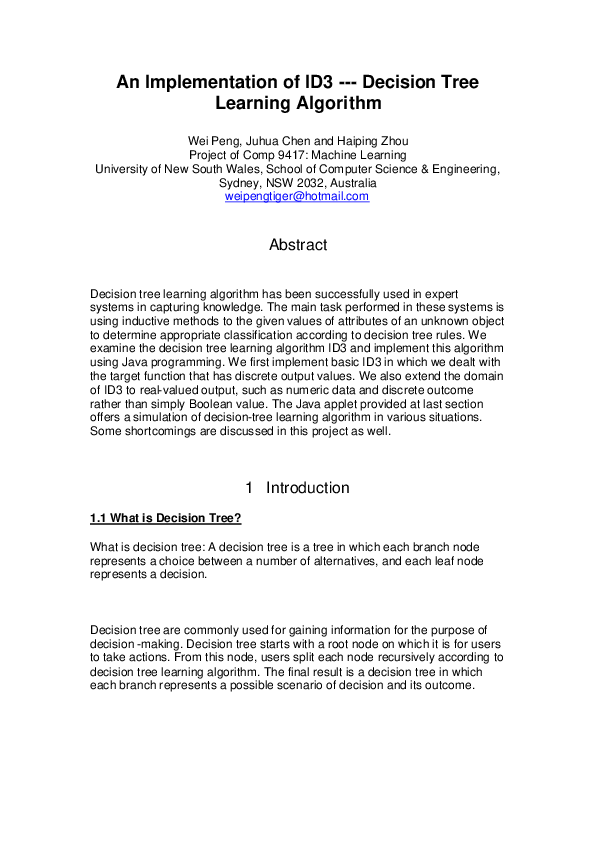 Pdf Implementing Id3 Decision Tree In Java