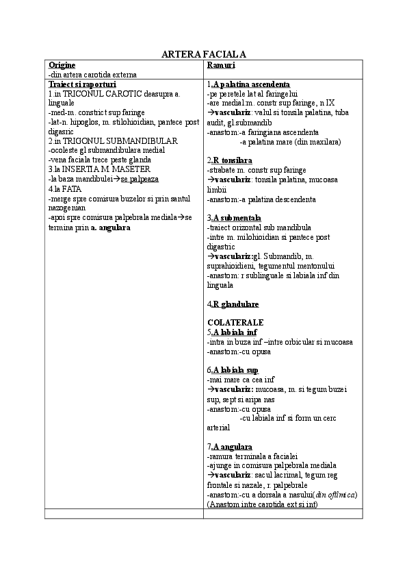 (DOC) Artera faciala.doc | Andrei Toma - Academia.edu