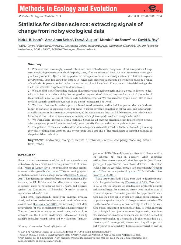(PDF) Statistics for citizen science: extracting signals of change from ...