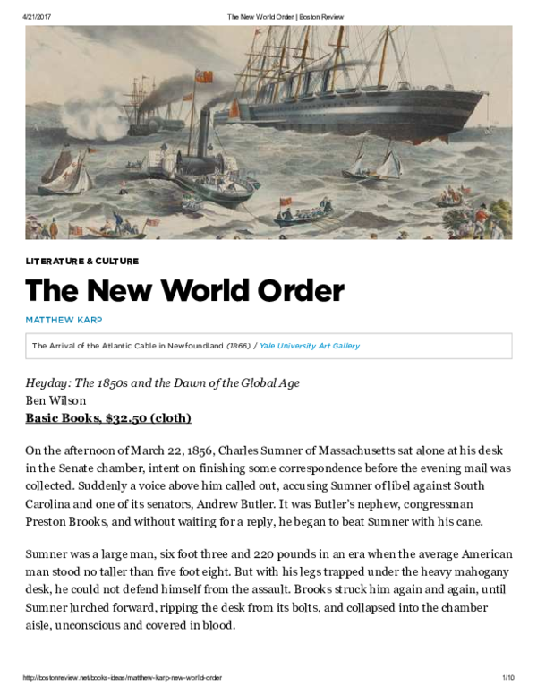 (PDF) The New World Order (Review of Ben Wilson, Heyday)