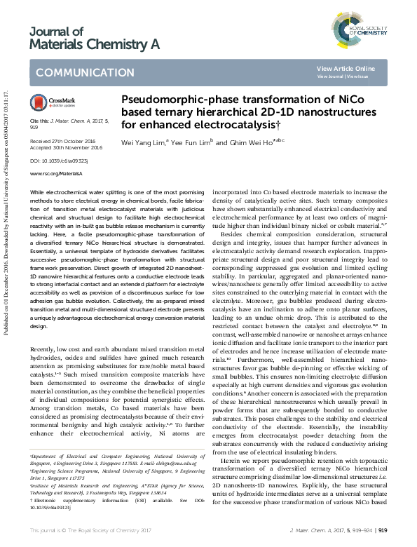 (PDF) Pseudomorphic-phase transformation of NiCo based ternary ...