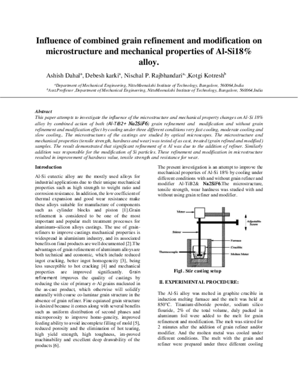 (PDF) Influence of combined grain refinement and modification on ...