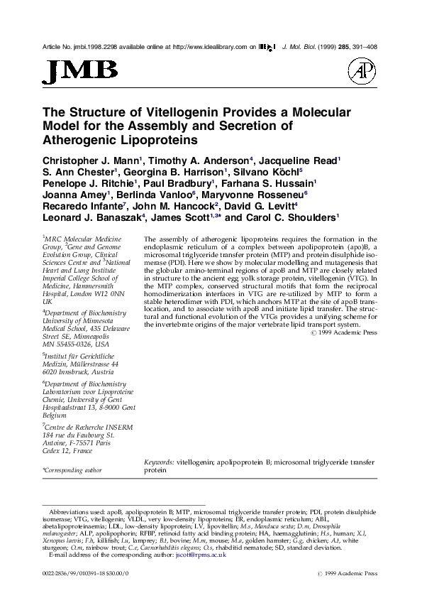 (PDF) The structure of vitellogenin provides a molecular model for the ...